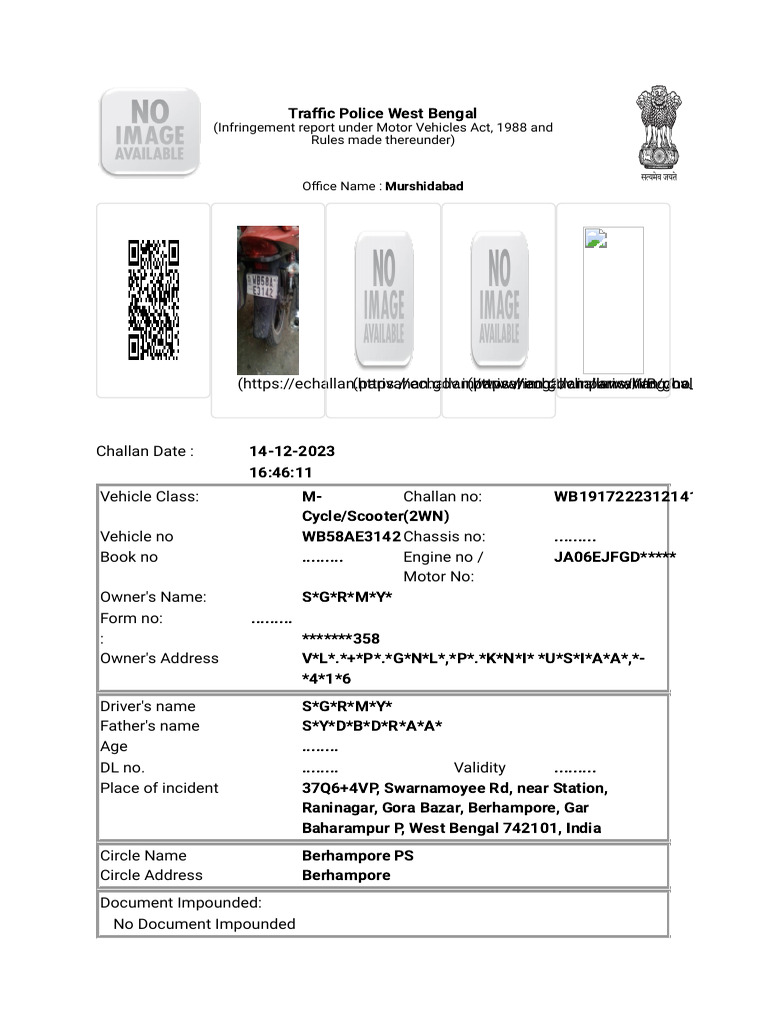 Echallan - Parivahan.gov - in Mparivahan-API Print-Page Challan No ...