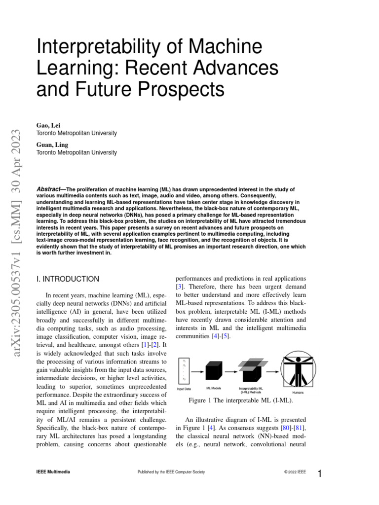 Interpretability of Machine Learning: Recent Advances and Future Prospects | PDF | Machine ...