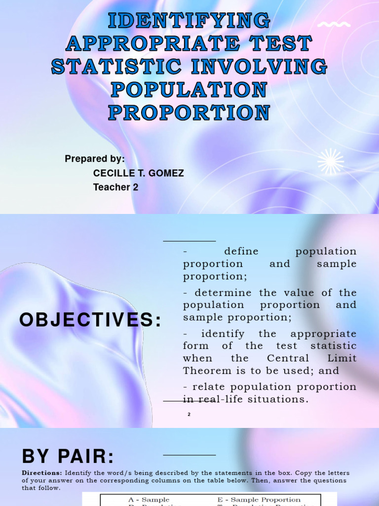 Test Statistic for Population Proportions | PDF | Sampling (Statistics ...