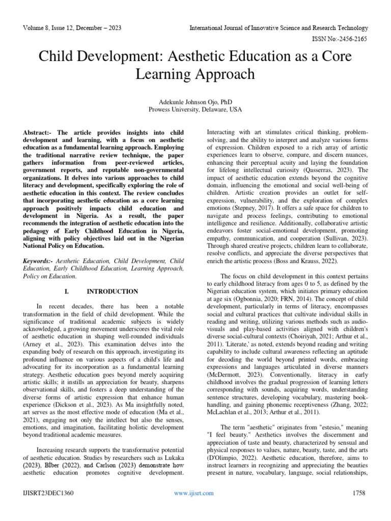 Aesthetic Education in Early Childhood | PDF