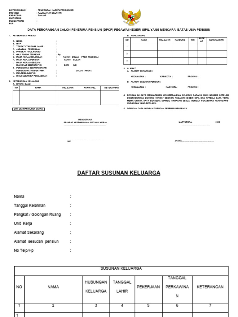 BLANKO BUP DPCP Dan SUSUNAN KELUARGA | PDF