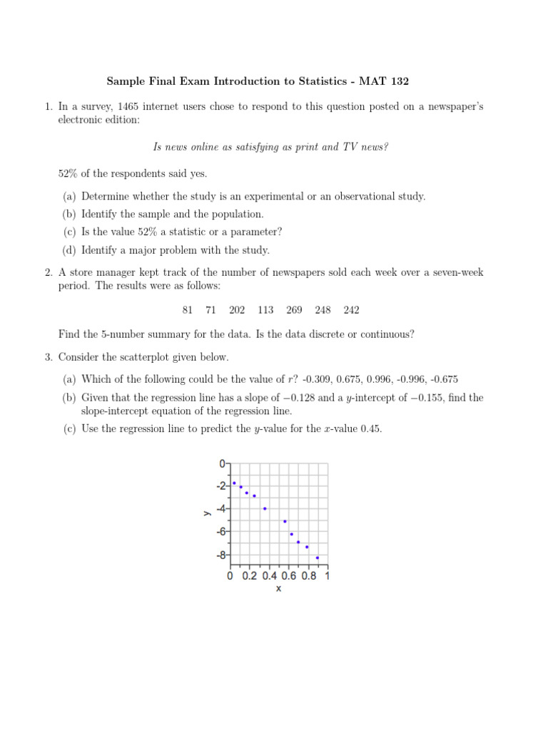 Mat 132 Sample Final 2018 | PDF
