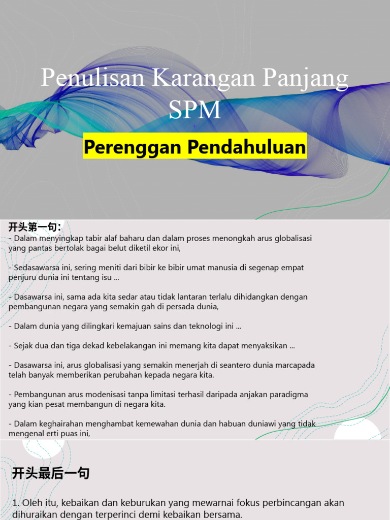 Persediaan Pendahuluan Karangan SPM 2023 | PDF