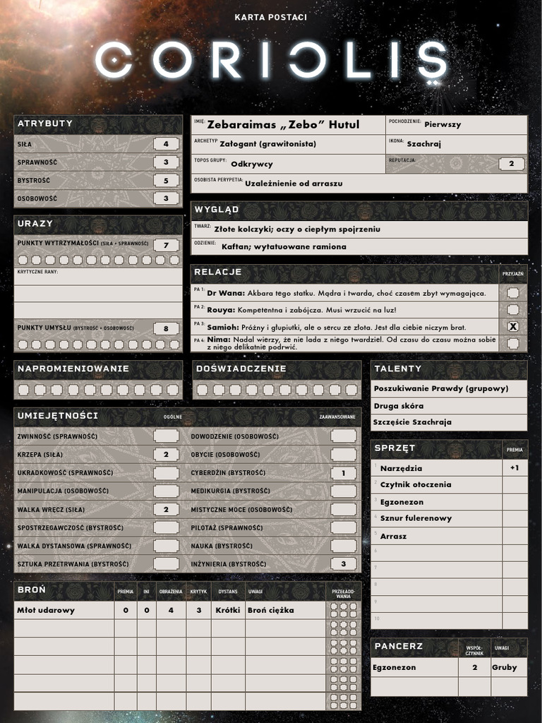 Coriolis Starter GotowePostaci | PDF