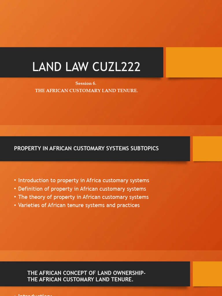 6. AFRICAN CUSTOMARY LAND TENURE - Copy | PDF
