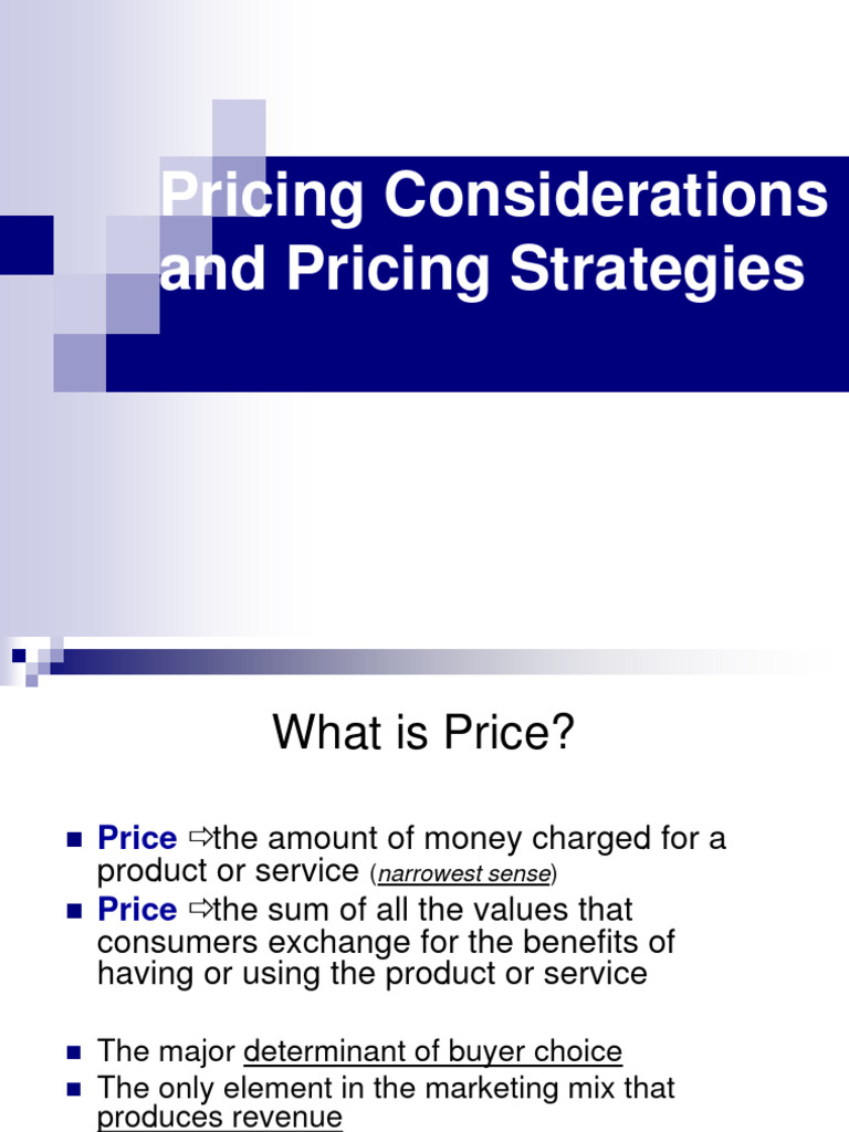 Pricing Considerations and Pricing Strategies | PDF
