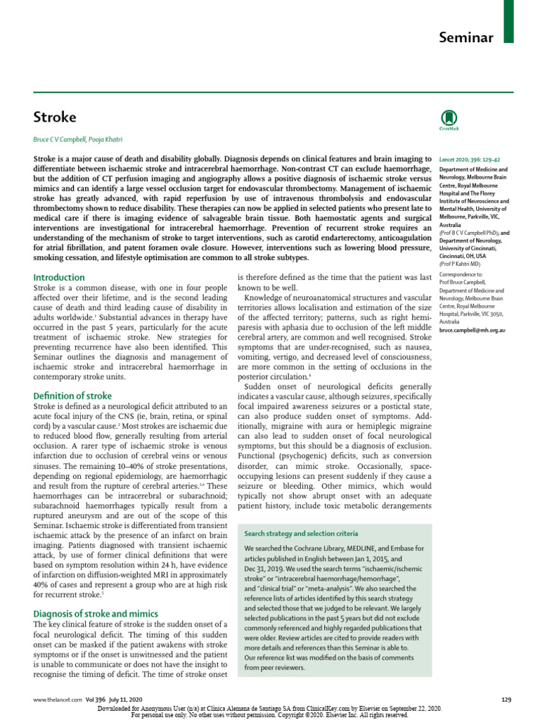 Stroke Narrative | PDF | Stroke | Ischemia