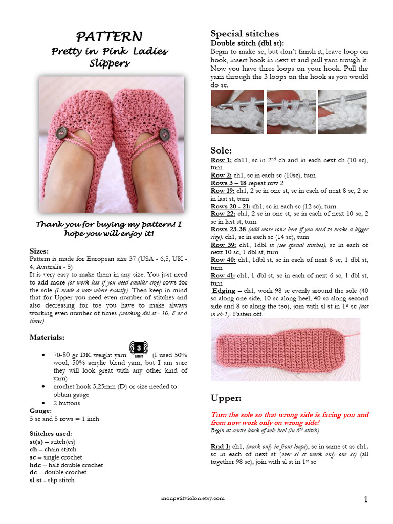 Joe & Joe Slippers Crochet Pattern | PDF | Crochet | Knitting
