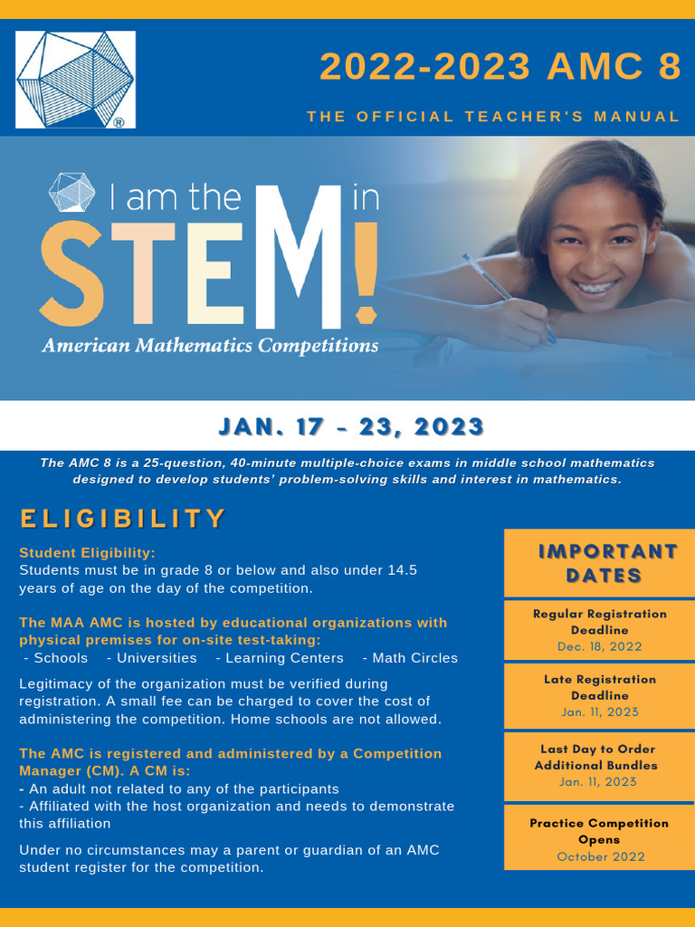 2022-2023 AMC 8 Teacher's Manual (Updated Jan. 2023) | PDF | Image ...