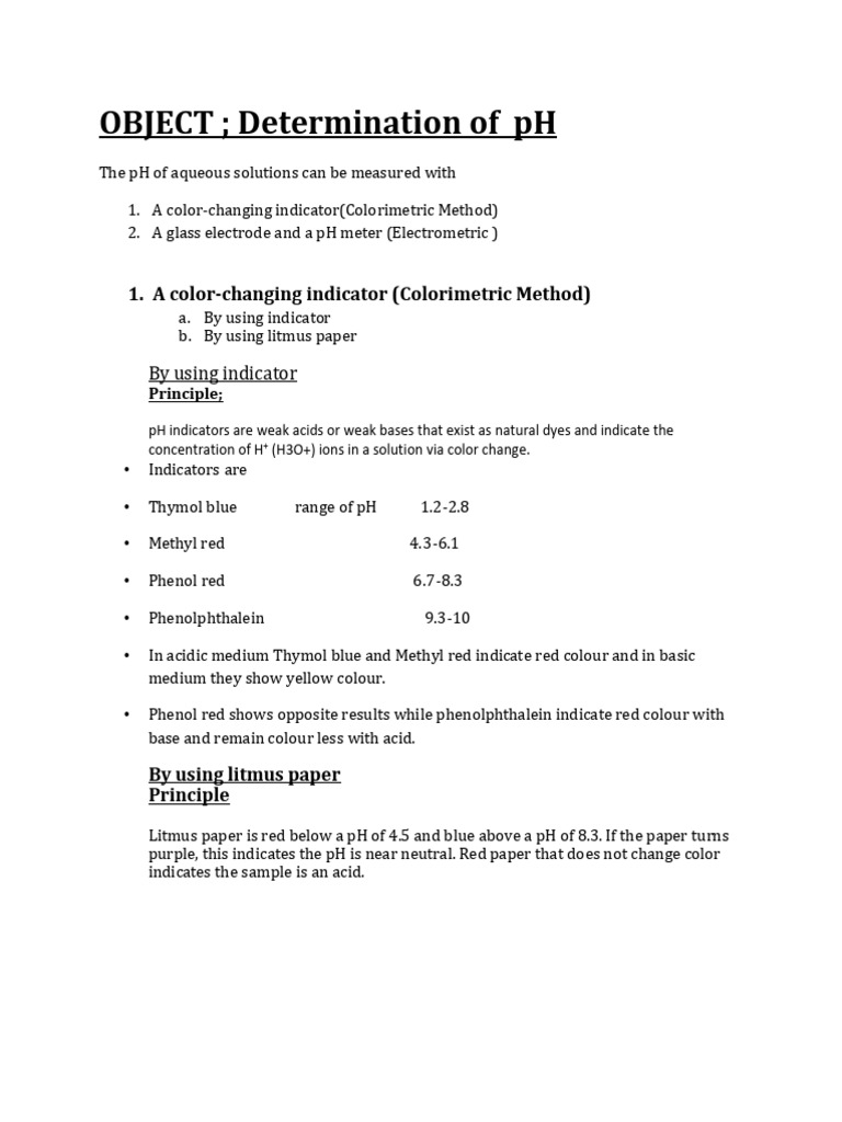 Determination of PH | PDF