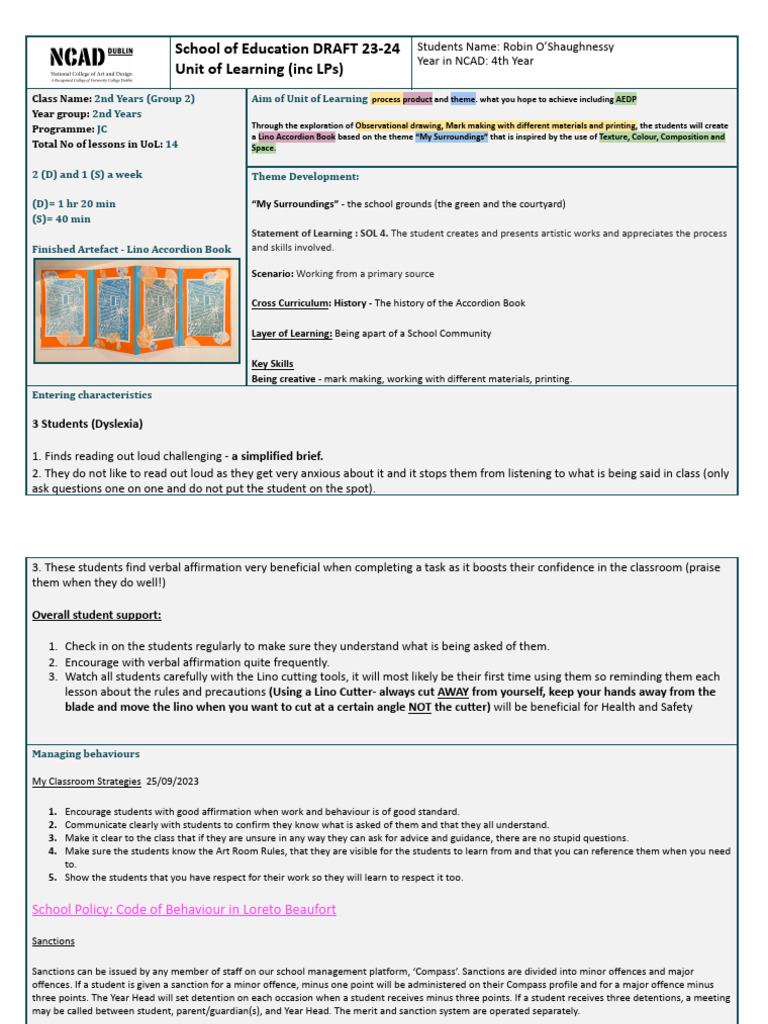 2nd Years Lino Accordion Book Group 1 Uol 2023 | PDF | Drawing | Photograph