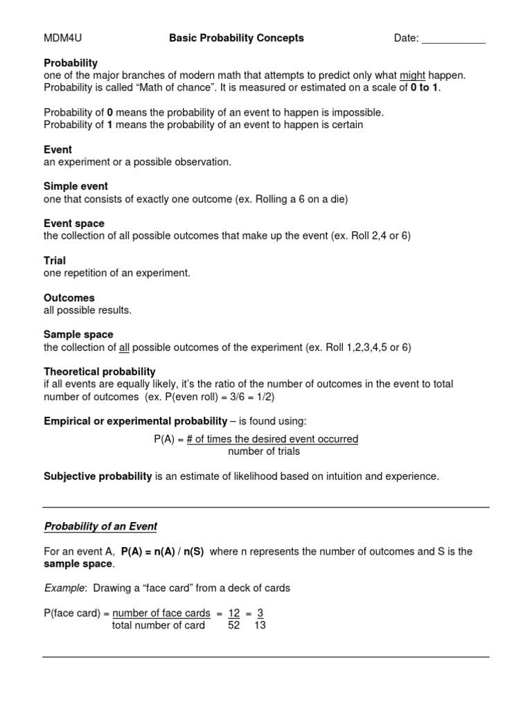 Basic Probability Concepts | PDF Basic Probability Concepts | PDF