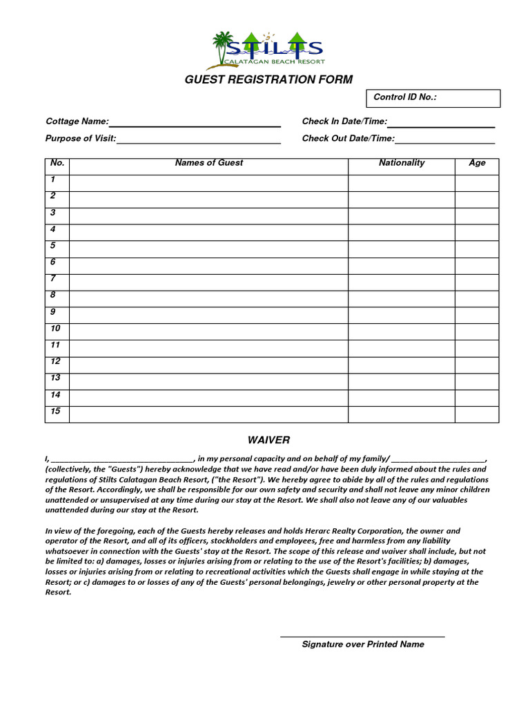 Guest Registration and Health Declaration Form | PDF | Justice | Crime ...