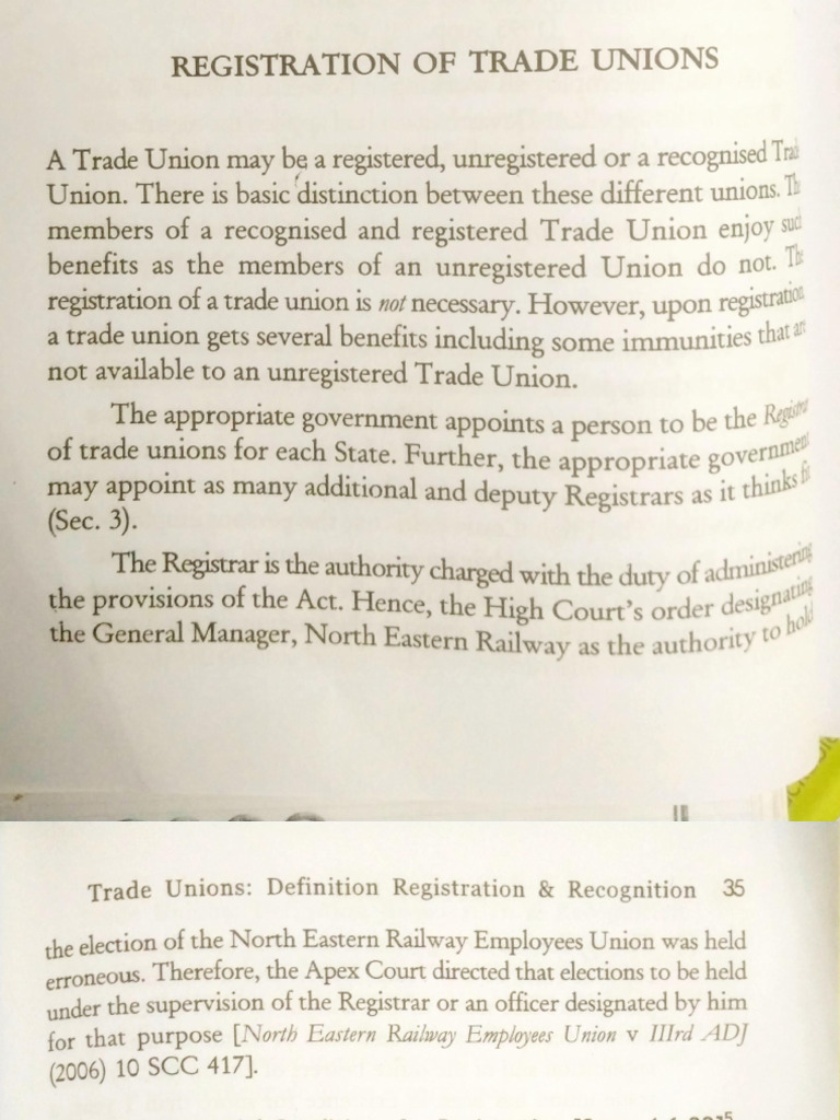 Registration of Trade Union | PDF