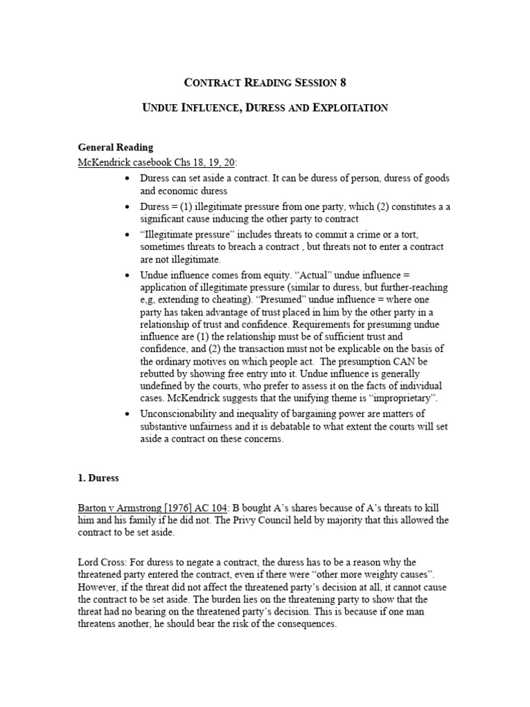 Undue Influence, Duress and Exploitation 2010 | PDF | Legal Concepts | Justice