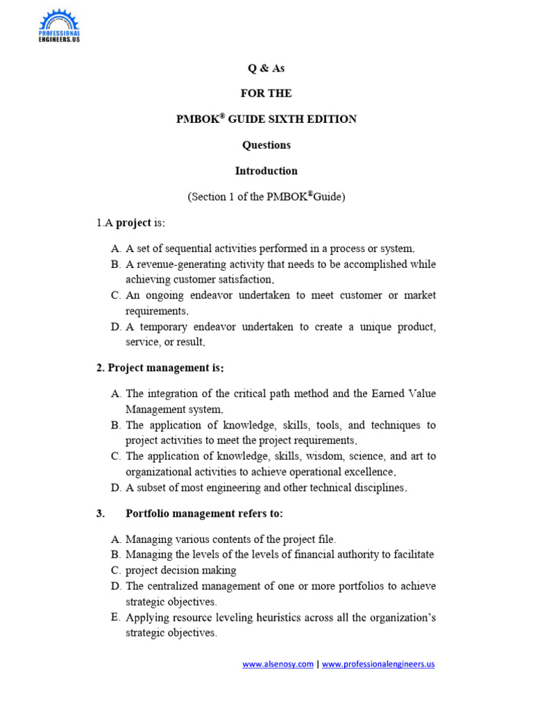 PMP Chapter 1 - Set 1 | PDF