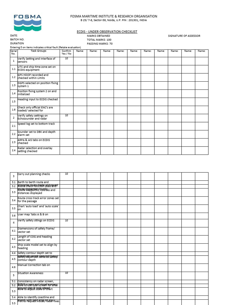 Ecdis Checklist | PDF | Navigation | Geographic Data And Information