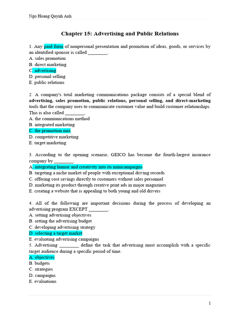 Chapter 15 Advertising And Public Relations Pdf Advertising
