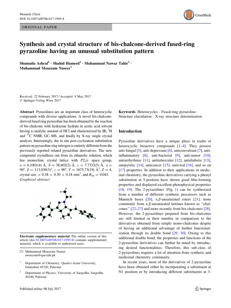Synthesis and Crystal Structure of Bis-Chalcone-Derived Fused-Ring | PDF