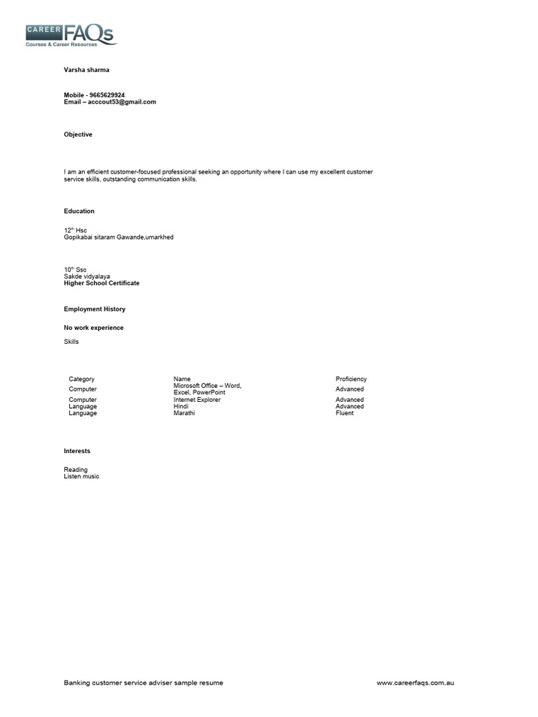 Varsha Resume | PDF | Career & Growth