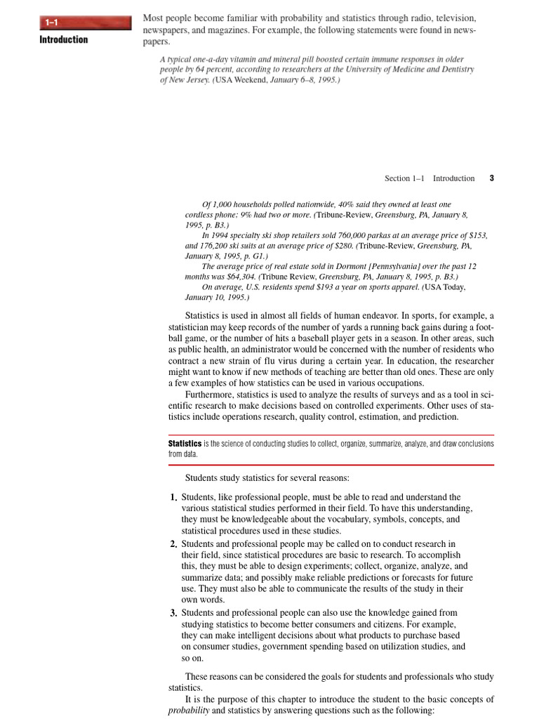 Section1 1 | PDF | Statistics | Experiment