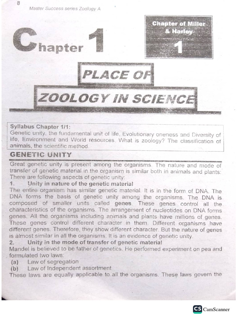 Chapter No. 01 Place of Zoology in Science I Miller & Harley | PDF