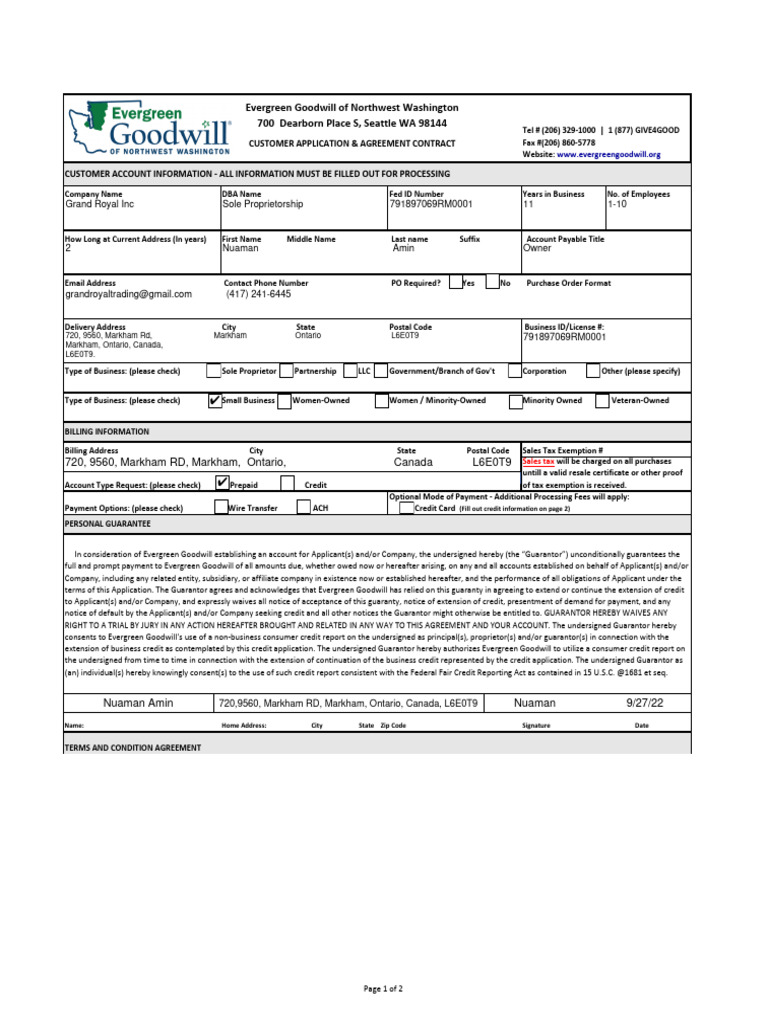 Evergreen Goodwill Form | PDF | Guarantee | Surety