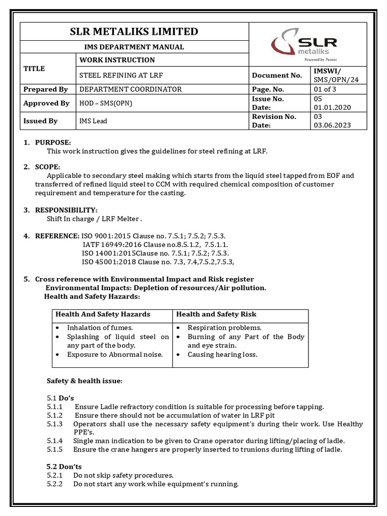 Steel Refining Process at LRF | PDF | Technology & Engineering