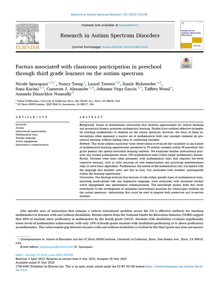 Classroom Participation | PDF | Autism Spectrum | Learning