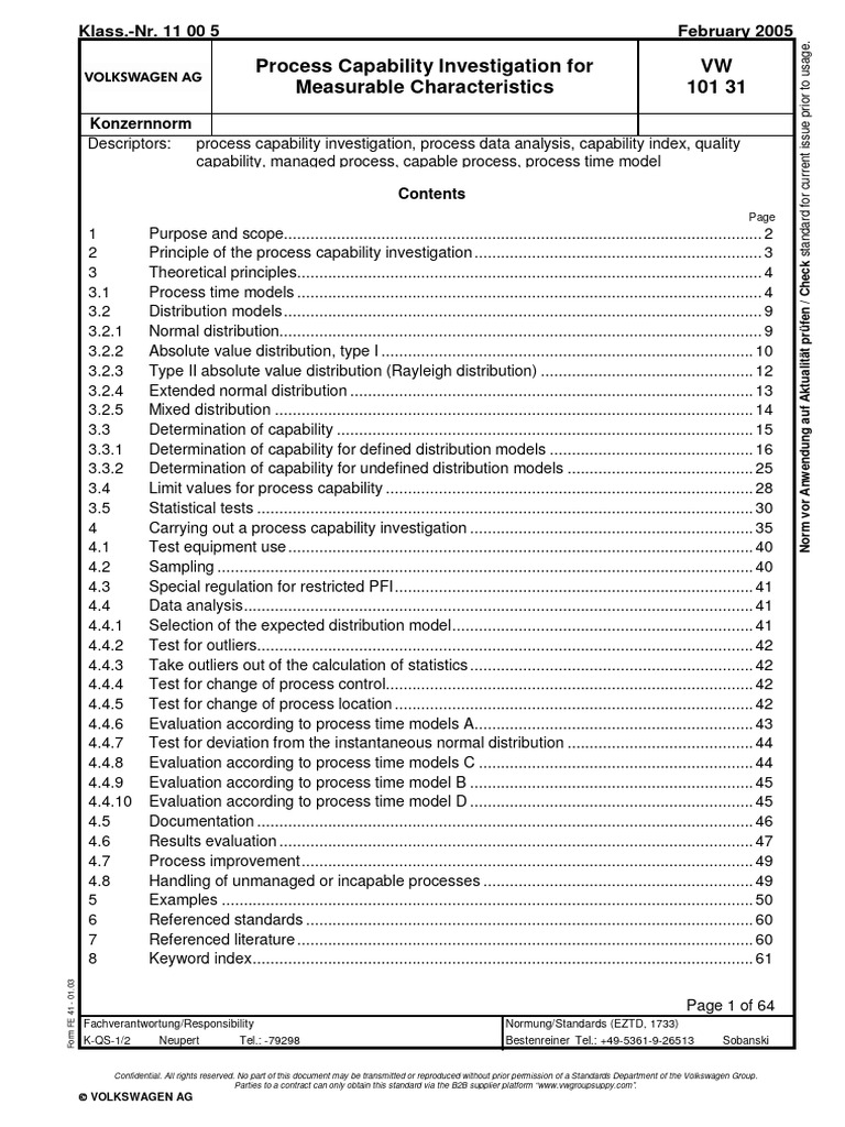 VW - 10131 - en | PDF | Normal Distribution | Engineering Tolerance
