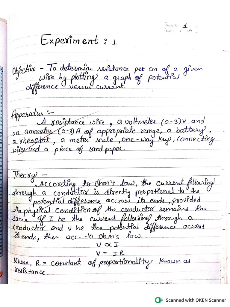 Phy Class 12 Th Experiment V I Relation Pdf