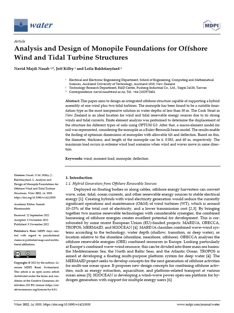 Analysis and Design of Monopile Foundations For Offshore Wind and Tidal Turbine Structures | PDF ...