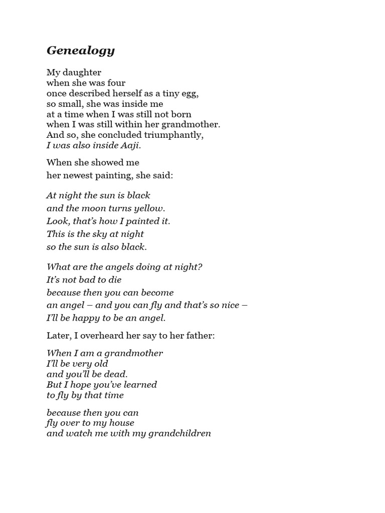 Genealogy in Sujata Bhatt's Poetry | PDF | Poetry