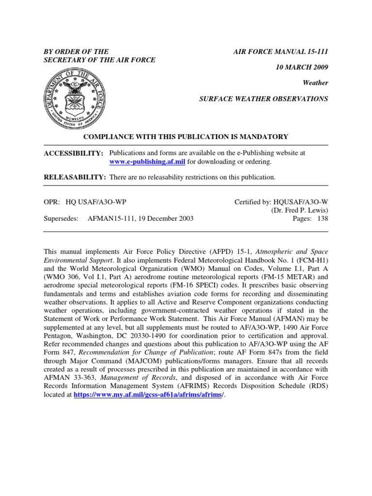 Weather observations manual | PDF | Meteorology | Weather
