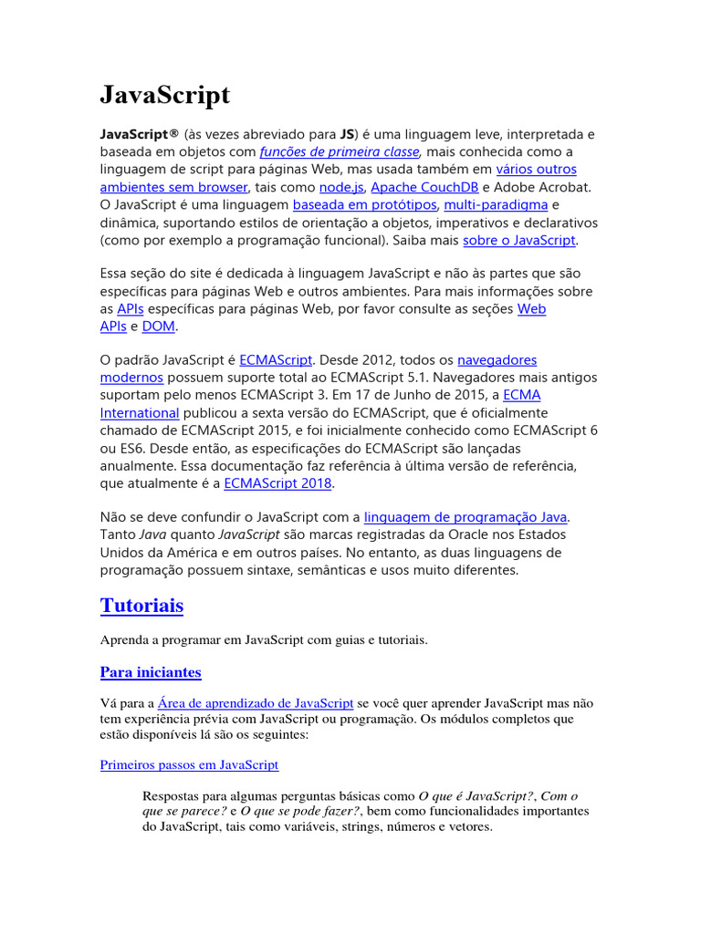 Fundação JavaScript | PDF