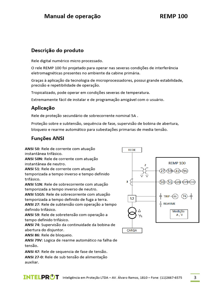 Manual do Rele REMP 100 | PDF | Tecnologia e Engenharia