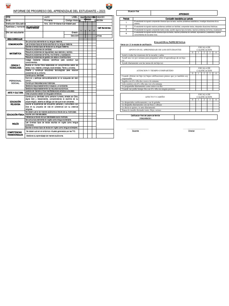 Boleta de Notas Final | Descargar gratis PDF | Estadísticas | Educación ...