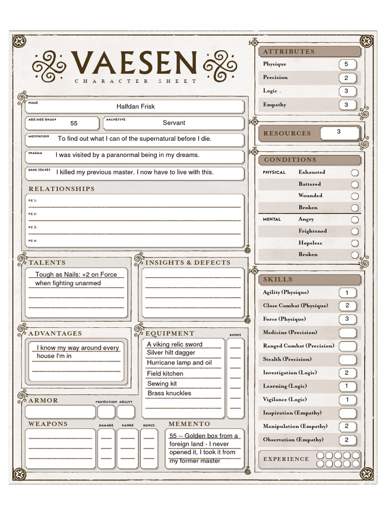 RPG Character Sheet Guide | PDF
