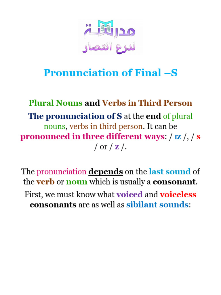Final S Pronunciation Rules Explained | PDF | Human Voice | Phonetics