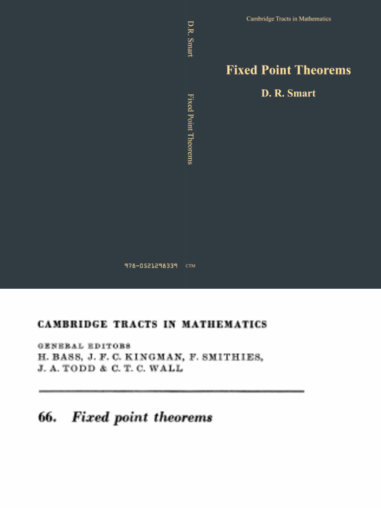 Cambridge Tracts In Mathematics D R Smart Fixed Point Theorems Cambridge University Press