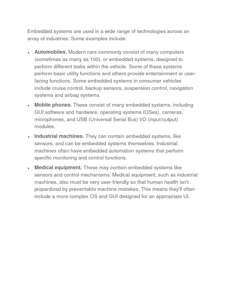 Examples of Embedded System | PDF