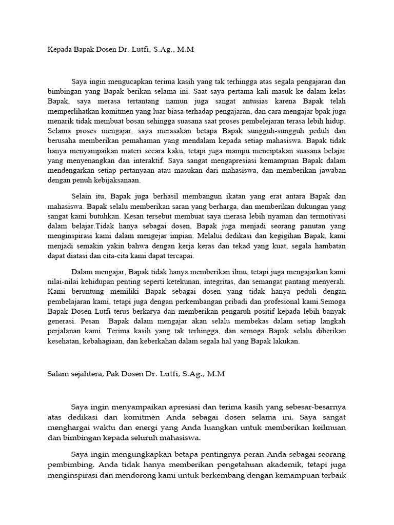 Kepada Bapak Dosen Lutfi | PDF