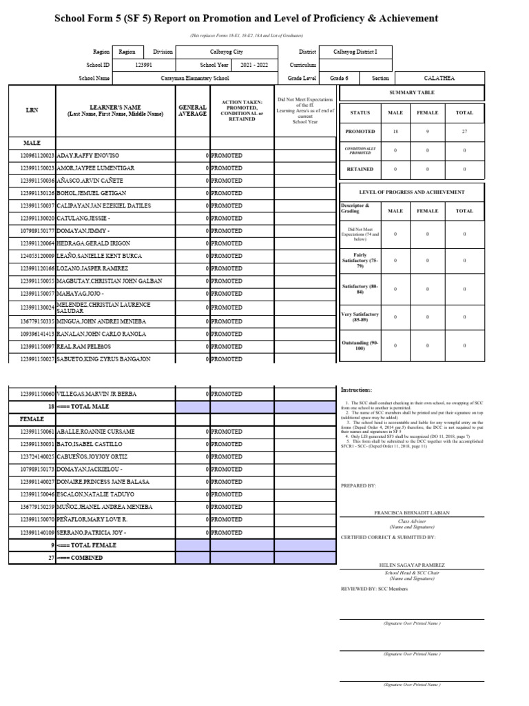 SF5 - 2021 - Grade 6 - CALATHEA | PDF | Learning