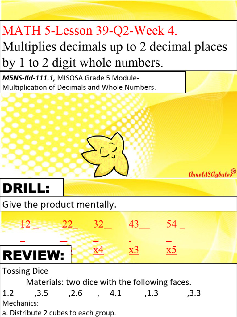 Mathematics Week 4 LESSON 39 | PDF | Numbers | Multiplication