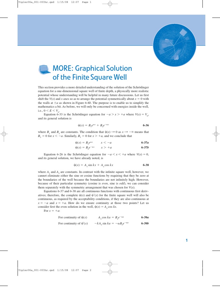 MORE: Graphical Solution of The Finite Square Well | PDF ...
