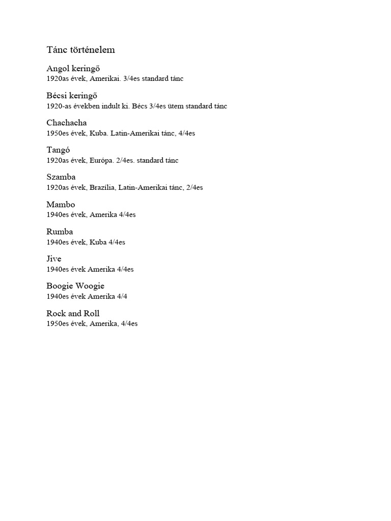 Tánc Történelem | PDF