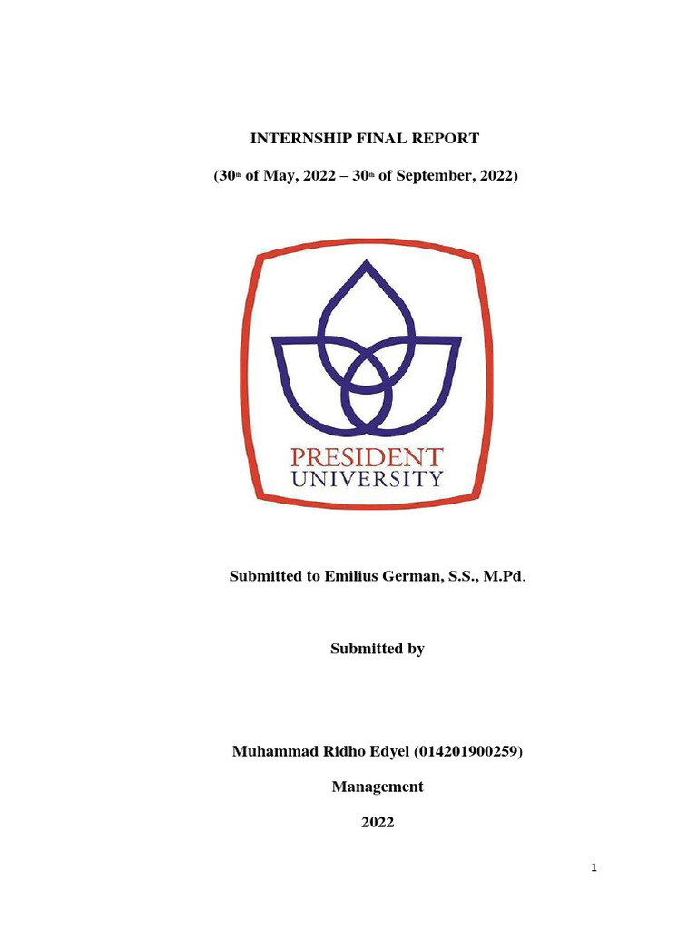 Internship Final Report - Muhammad Ridho Edyel | PDF