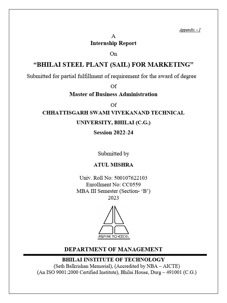 Internship Report File Atul Mishra Mba 07 B Pdf Rolling Metalworking Coke Fuel