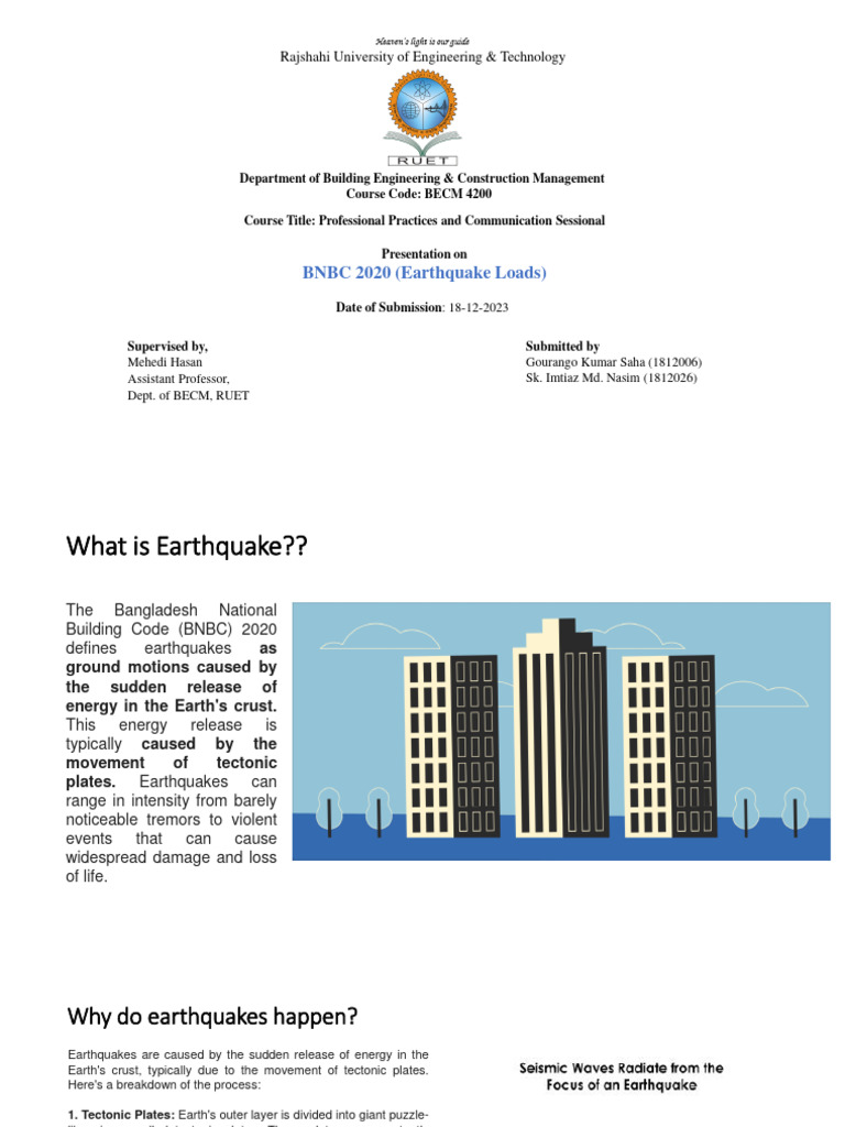 Earthquake Load (1812006,1812026) | PDF | Earthquakes | Plate Tectonics