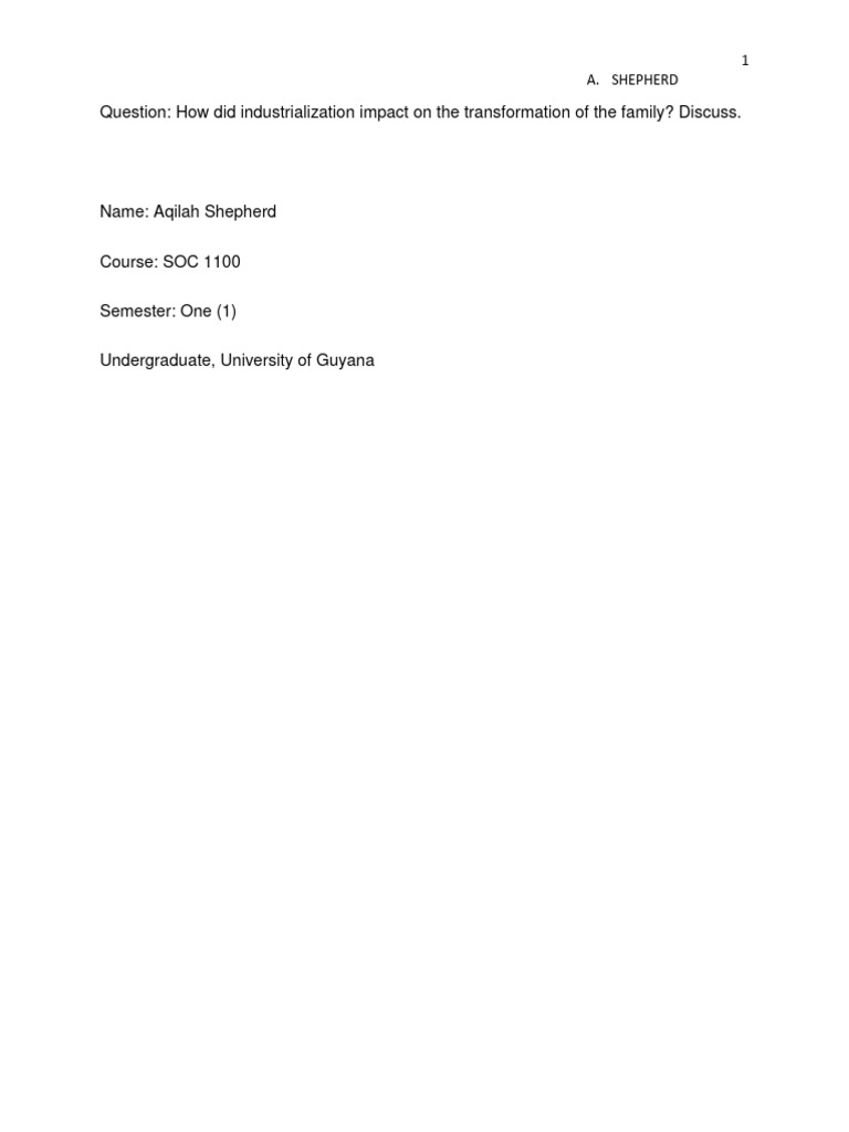 Impact of Industrialization on Families | PDF | Family | Society
